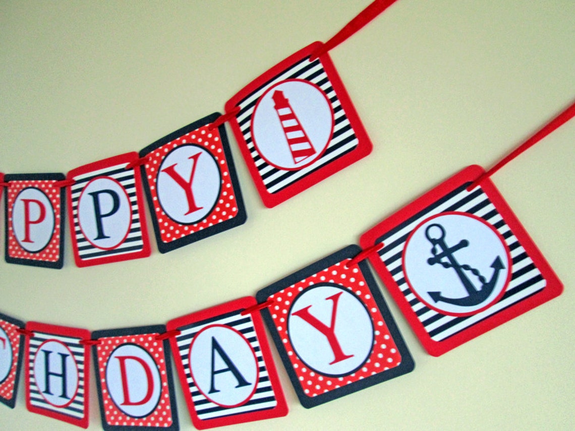 Nautical Banner Nautical Birthday Banner Nautical Party - Etsy