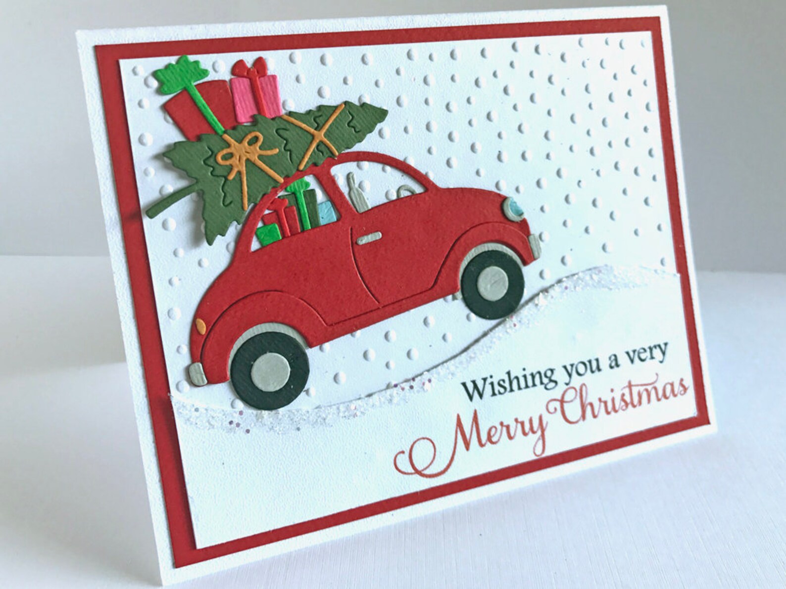 Car Christmas Cards Holiday Cards Embossed Christmas Card - Etsy