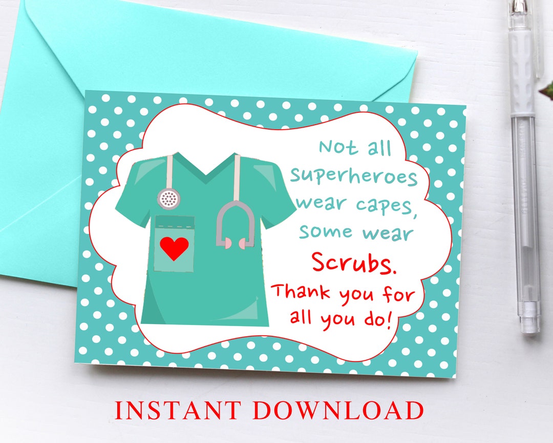 Nurse Thank You Card, Printable Doctor Appreciation Greeting Card ...