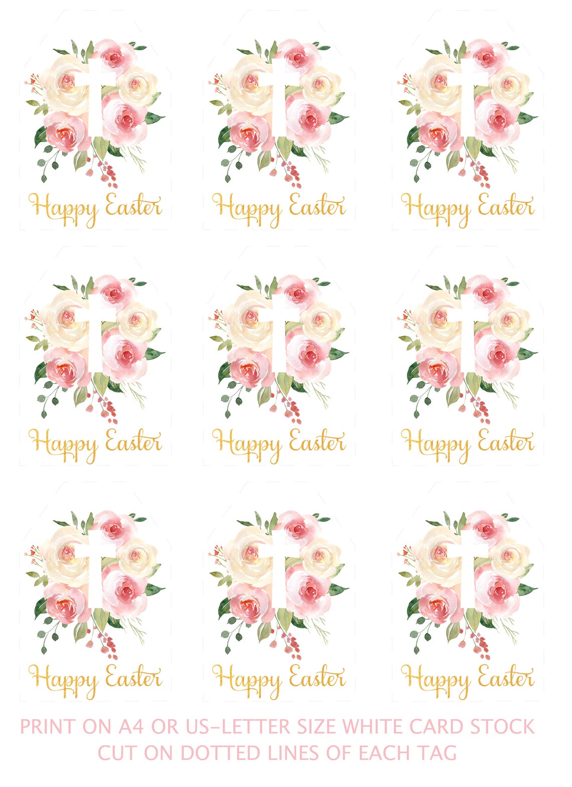 Religious Easter Gift Tags Printable Floral Easter Favor | Etsy