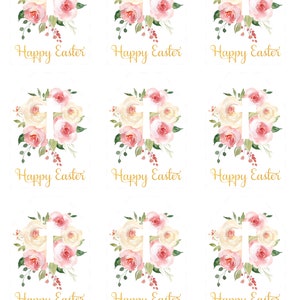 Religious Easter Gift Tags, Printable Floral Easter Favor Tags, Happy ...