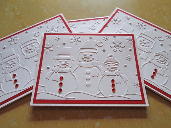 Embossed Snowmen Christmas Cards Christmas Card Set Holiday - Etsy