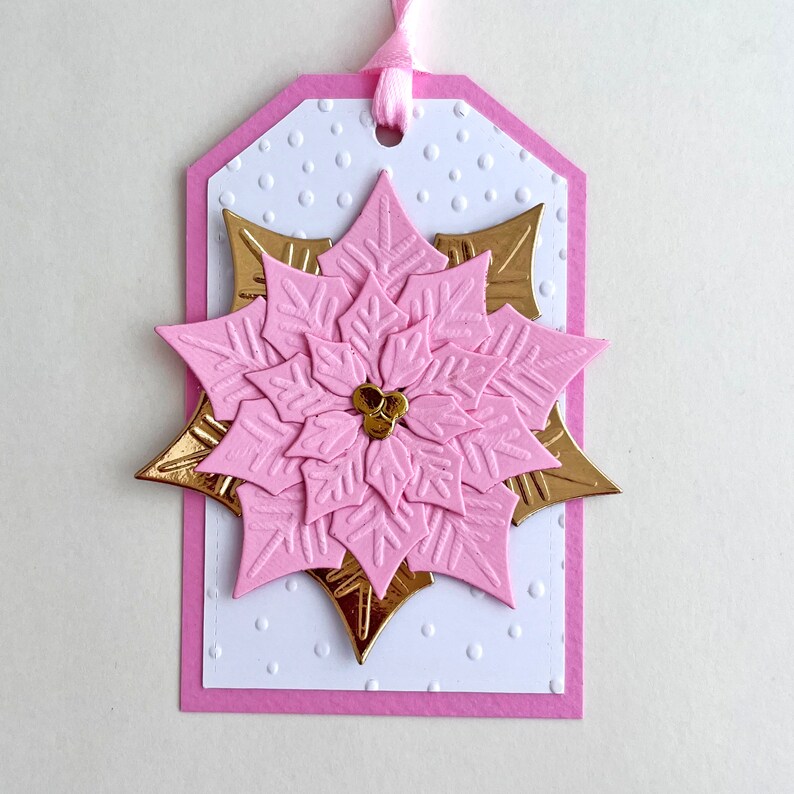 Pink Poinsettia Christmas Gift Tags, Christmas Tags, Holiday Gift Tags ...