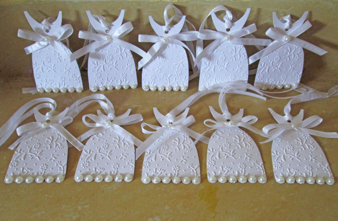 Embossed Dress Gift Tags, Pearl Bridal Shower Favors, Set of 10 - Etsy