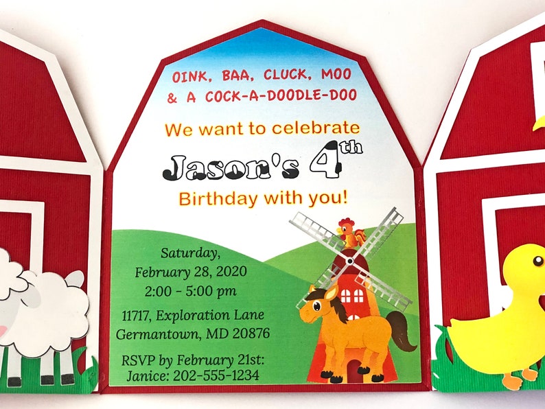Farm Invitation, Barn Invitation, Barnyard Birthday Party Invite, Farm ...