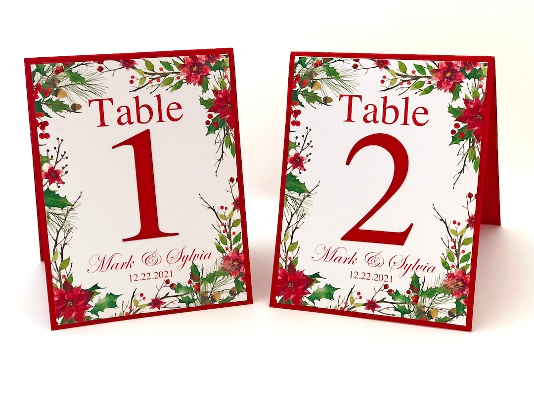 Christmas Table Number Cards, Christmas Party Table Sign, Christmas ...