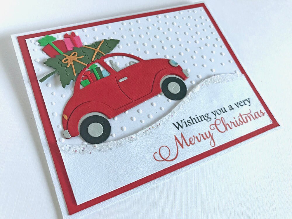 Car Christmas Cards Holiday Cards Embossed Christmas Card - Etsy