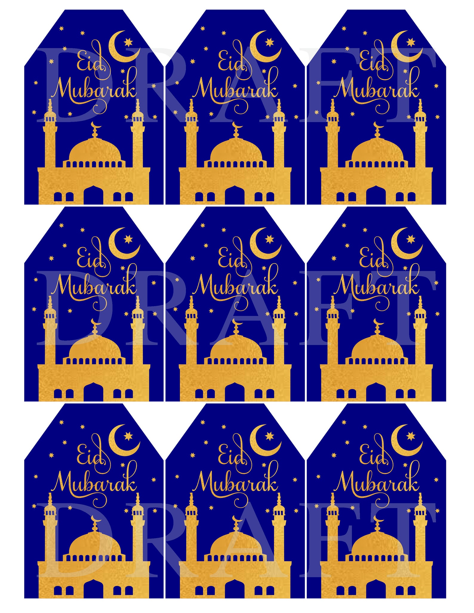 Eid Gift Tags, Eid Mubarak Favor Tags, Printable Happy Eid Tags, Labels ...