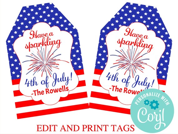 4th of July Gift Tags Printable Independence Day Favor Tags | Etsy