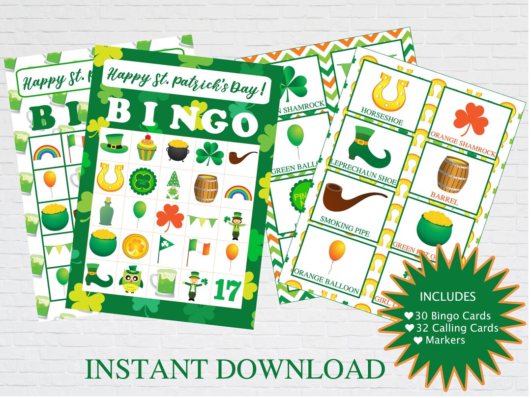 St. Patrick's Day Bingo Game, Printable St Patricks Bingo Cards, St ...