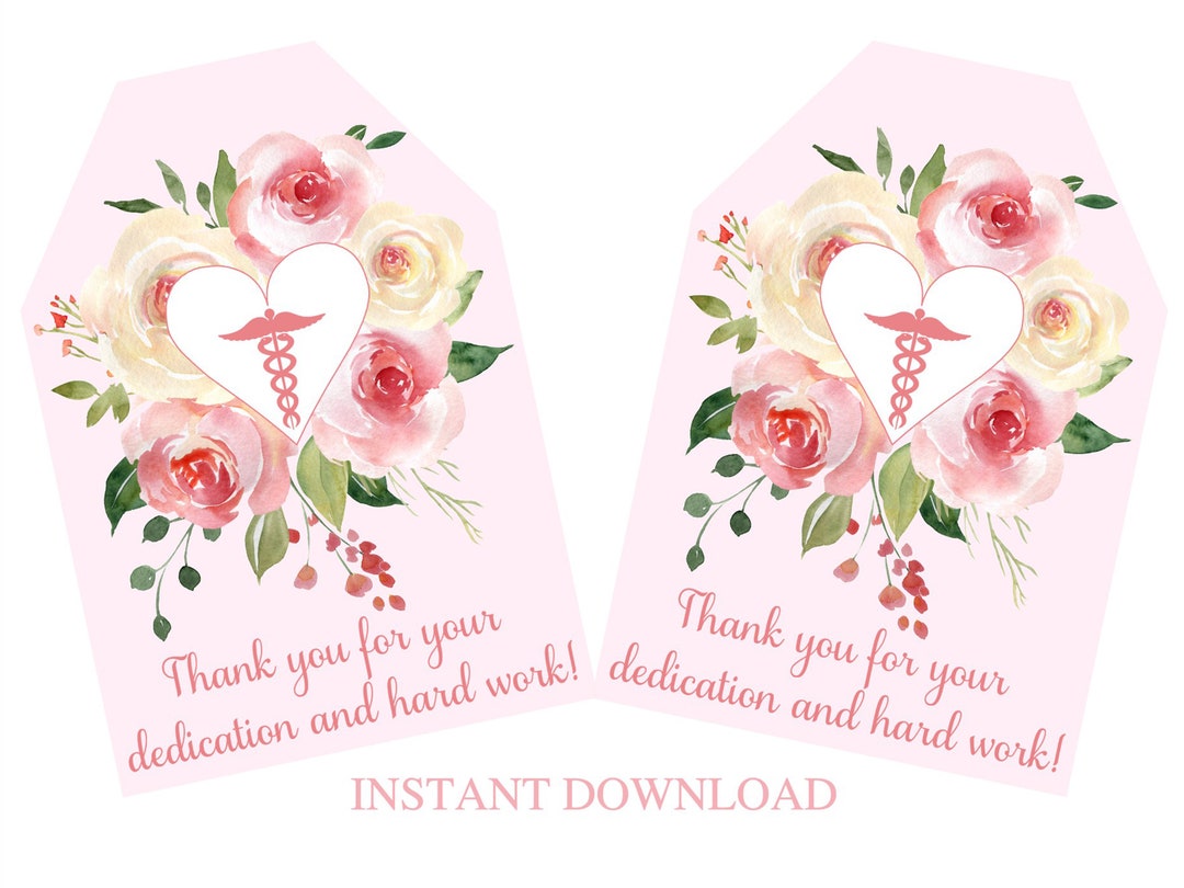 Nurse Appreciation Gift Tags, Printable Medical Staff Doctor ...