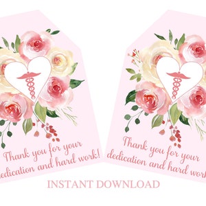 Nurse Appreciation Gift Tags, Printable Medical Staff Doctor ...