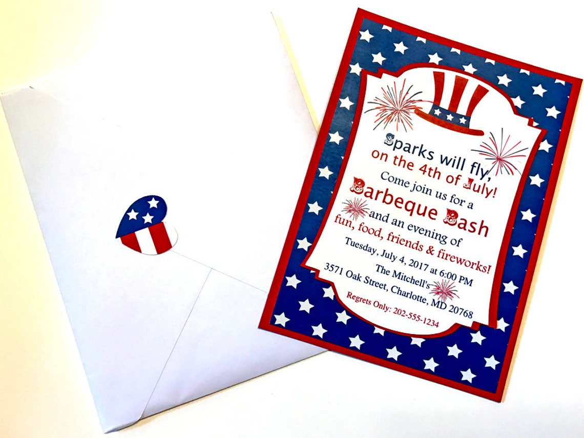 4th of July Invitation Fourth of July Invite Independence | Etsy