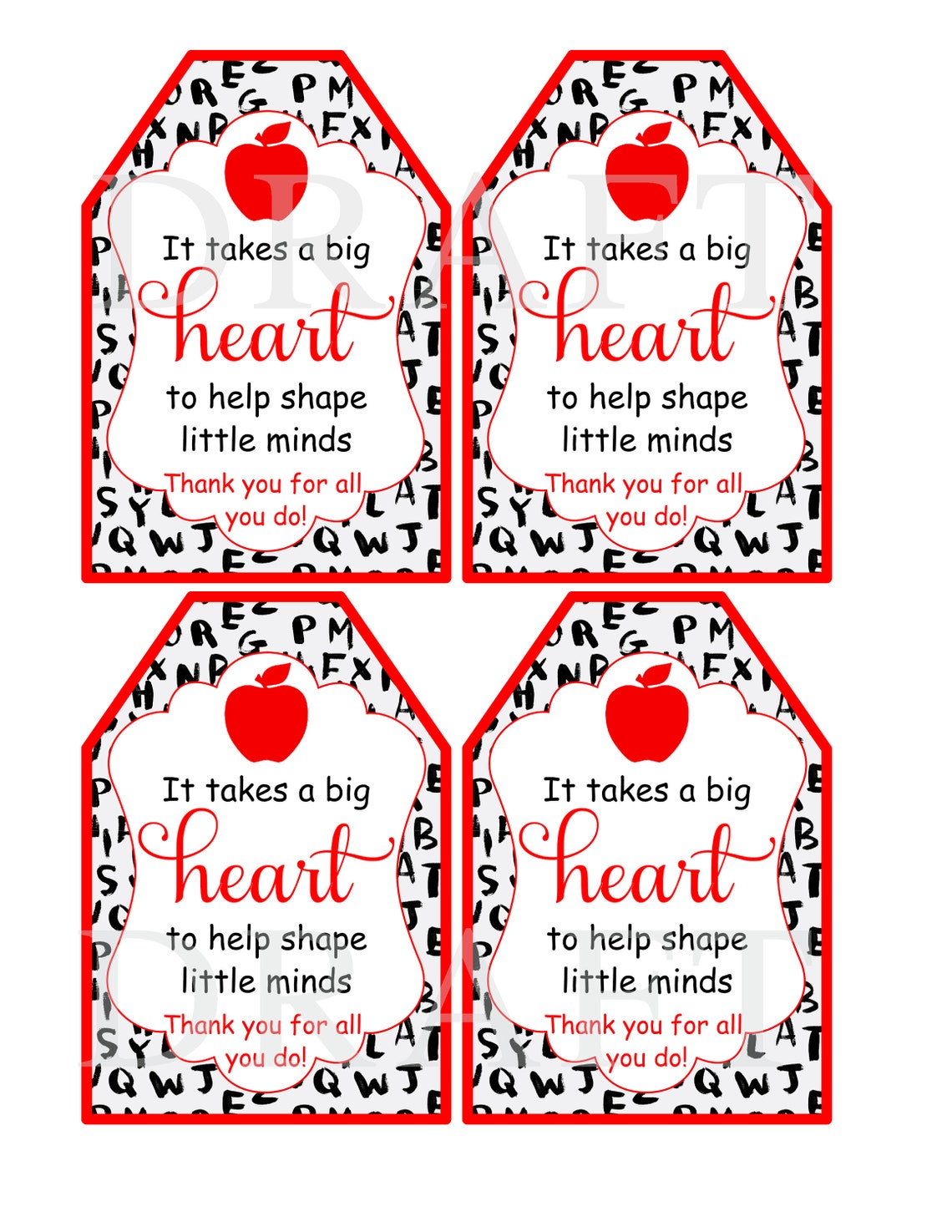 Teacher Appreciation Tags Printable Teacher Thank You Gift | Etsy