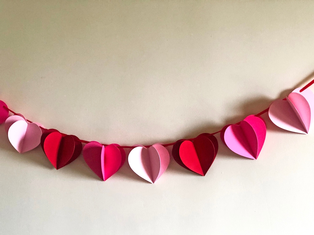Valentine Heart Banner, Heart Garland Decoration, Cute Love Heart ...