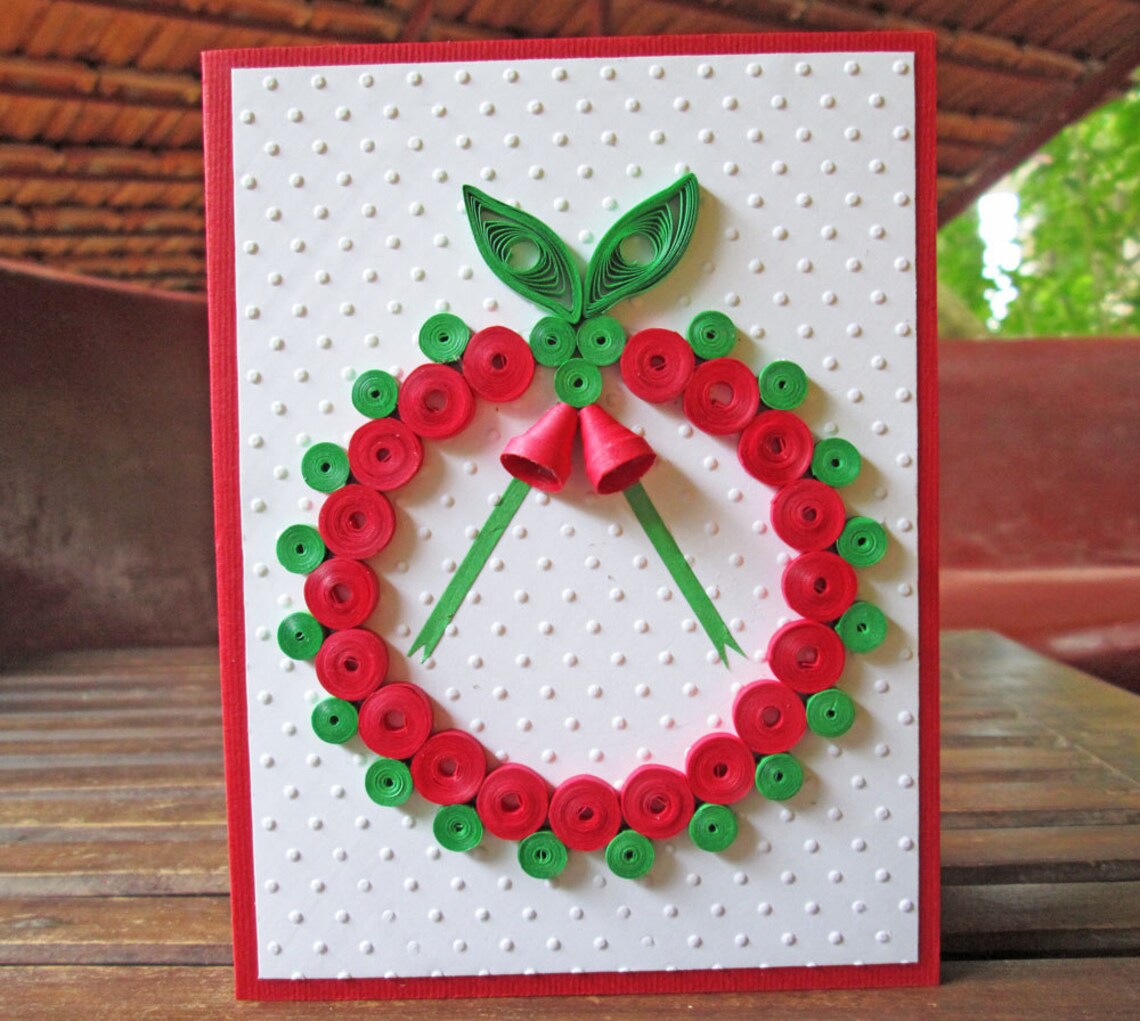 Quilled Christmas Card Wreath Holiday Card Paper Quilling - Etsy