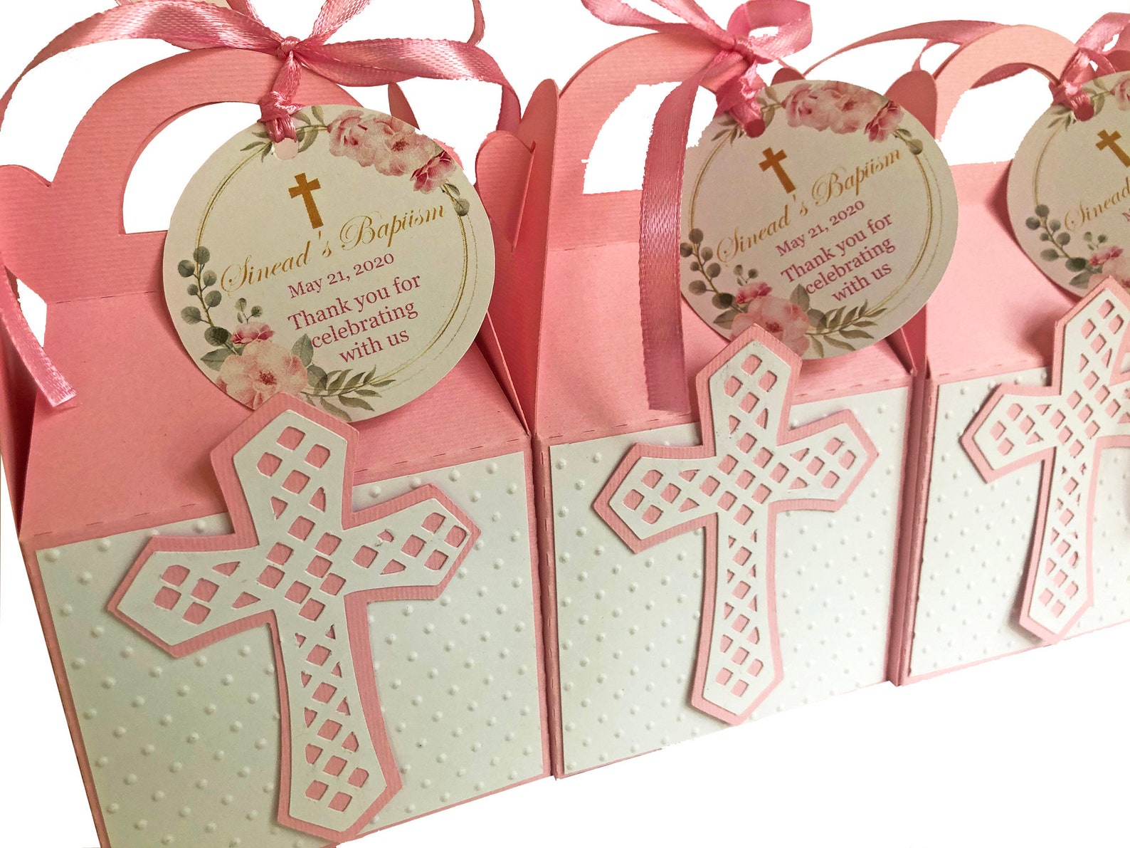 Baptism Favor Box, Girl Christening Gift Box, Pink Baptism Decorations ...
