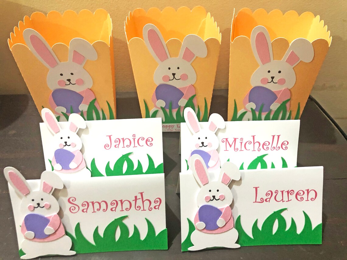 Easter Place Cards Easter Decorations Bunny Food Labels - Etsy