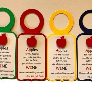 6 Teacher Gift Tags, Teacher Appreciation, Teacher Wine Tags, Teacher ...