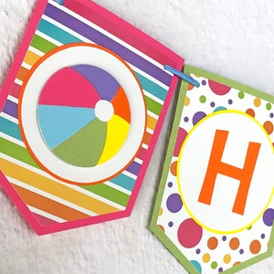 Girl Beach Ball Birthday Banner, Summer Fun Pool Party Decorations ...