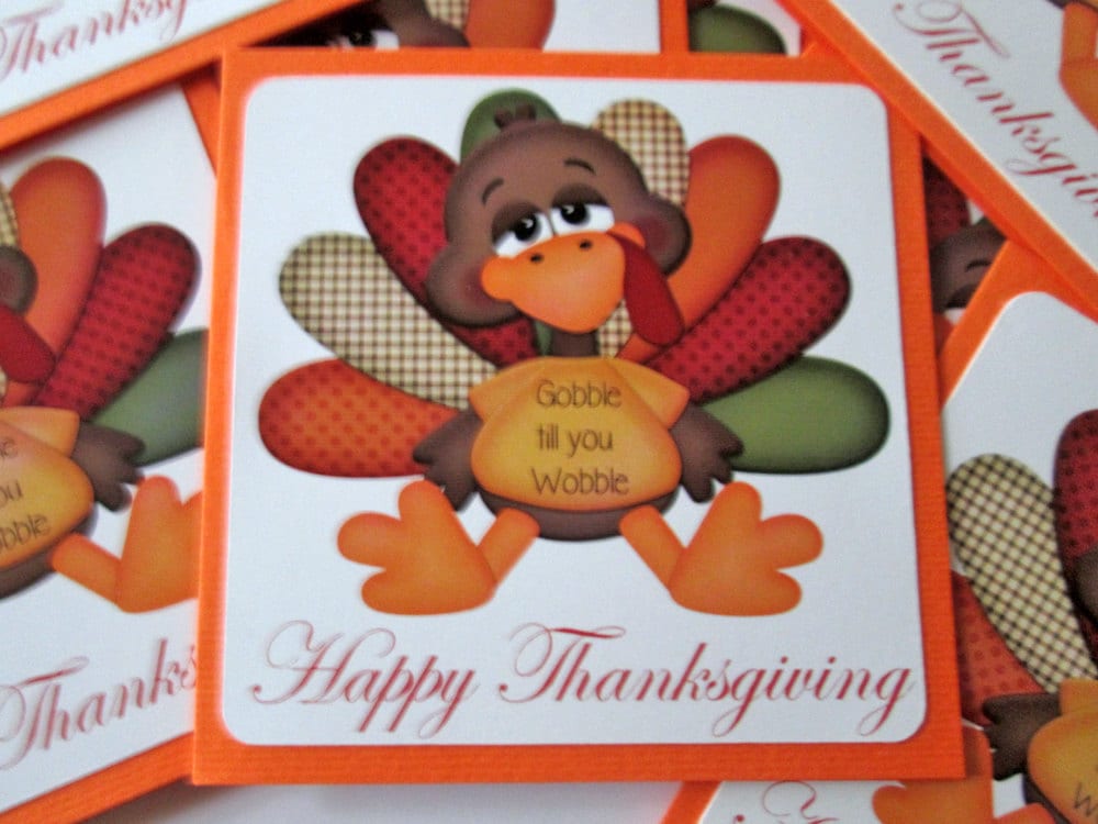 Happy Thanksgiving Cards - Turkey Cards - Cute Thanksgiving Gift Tags ...