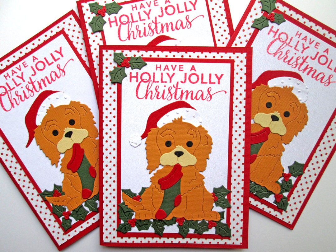 Dog Christmas Cards, Pet Christmas Card Set, Retriever Holiday Cards ...