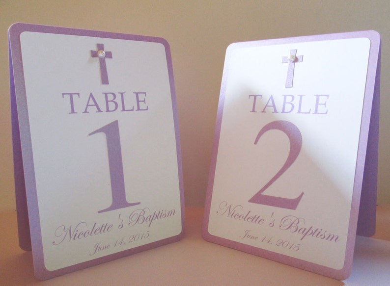 5 Personalized Girl Baptism Table Numbers Christening Table - Etsy