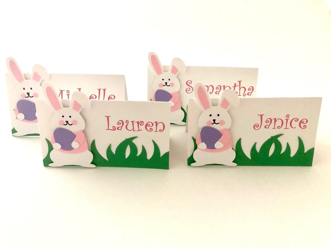 Easter Place Cards Easter Decorations Bunny Food Labels - Etsy