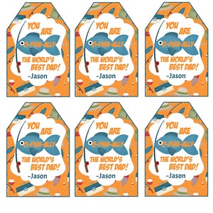 Fishing Father's Day Gift Tags Printable, Editable Happy Fathers Day ...
