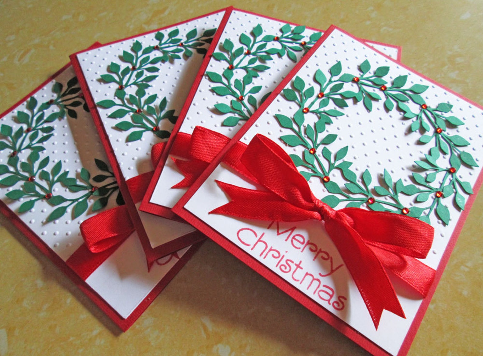 Wreath Christmas Cards - Embossed Christmas Card Sets - Holiday Cards ...