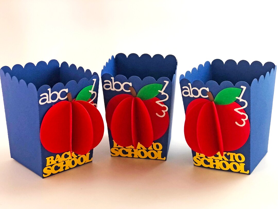 Back to School Party Popcorn Boxes, First Day of School Favor Boxes ...