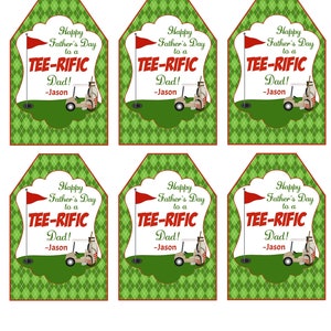 Golfing Father's Day Tags Printable, Editable Happy Fathers Day Gift ...
