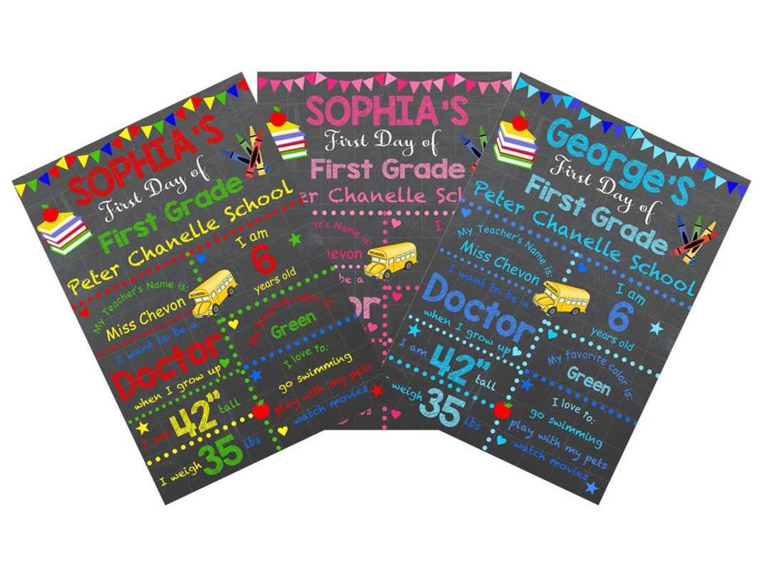 Back to School Sign, First Day of School Chalkboard Sign, 1st Day of ...