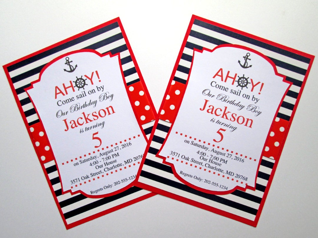 Nautical Birthday Invitation, Nautical Invitations, Nautical Birthday ...