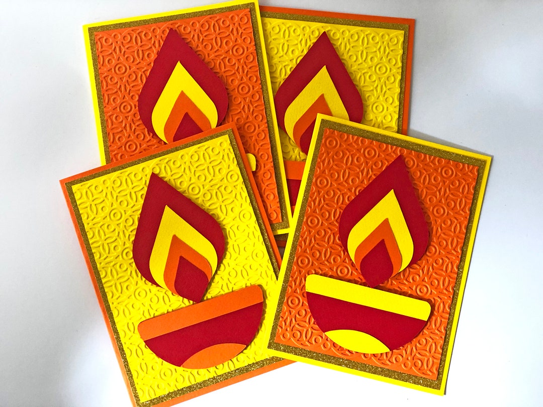 Diwali Greeting Cards, Happy Diwali Card Sets, Indian Diwali Diya Decor ...