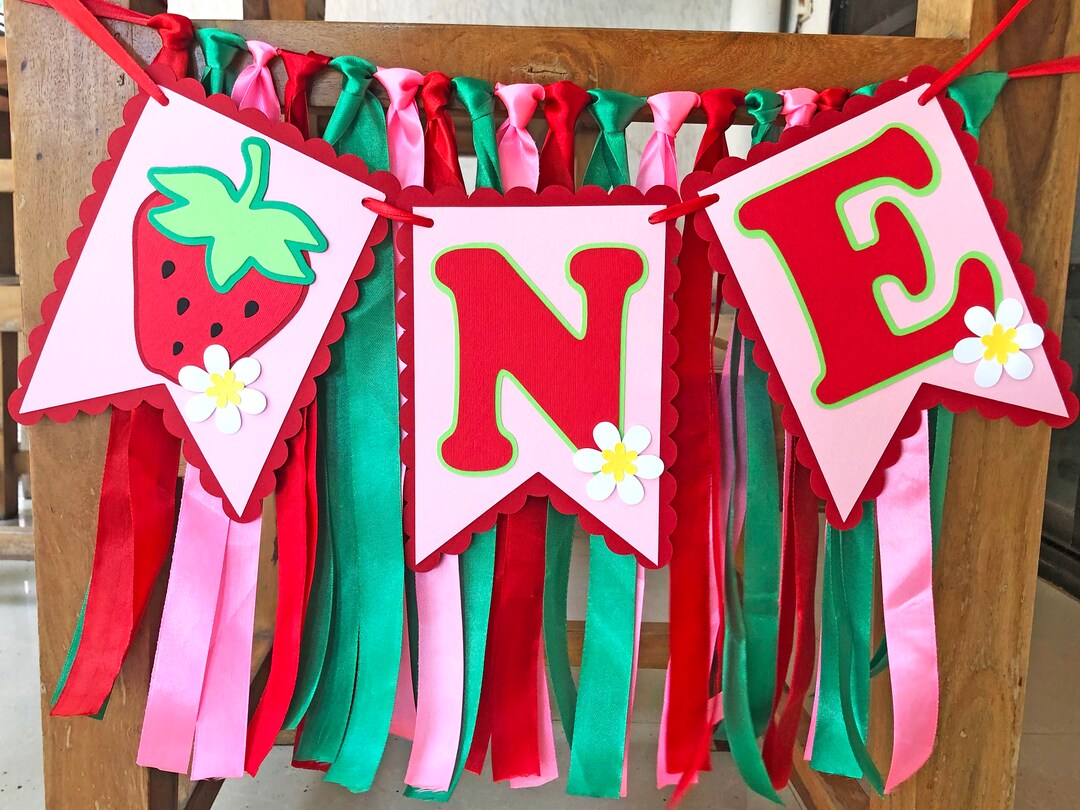 Strawberry First Birthday Banner, Girl High Chair Banner, One Smash ...