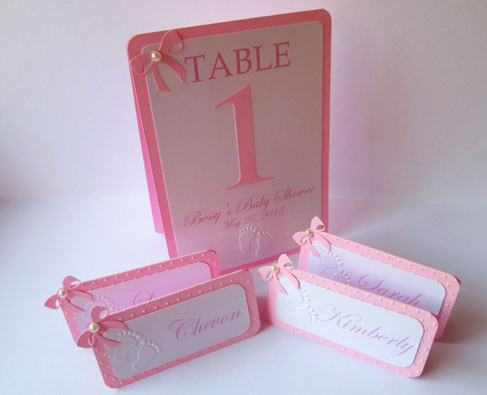 5 Pink Girl Baby Shower Table Numbers, Baby Shower Table Cards, Double ...