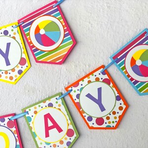 Girl Beach Ball Birthday Banner, Summer Fun Pool Party Decorations ...