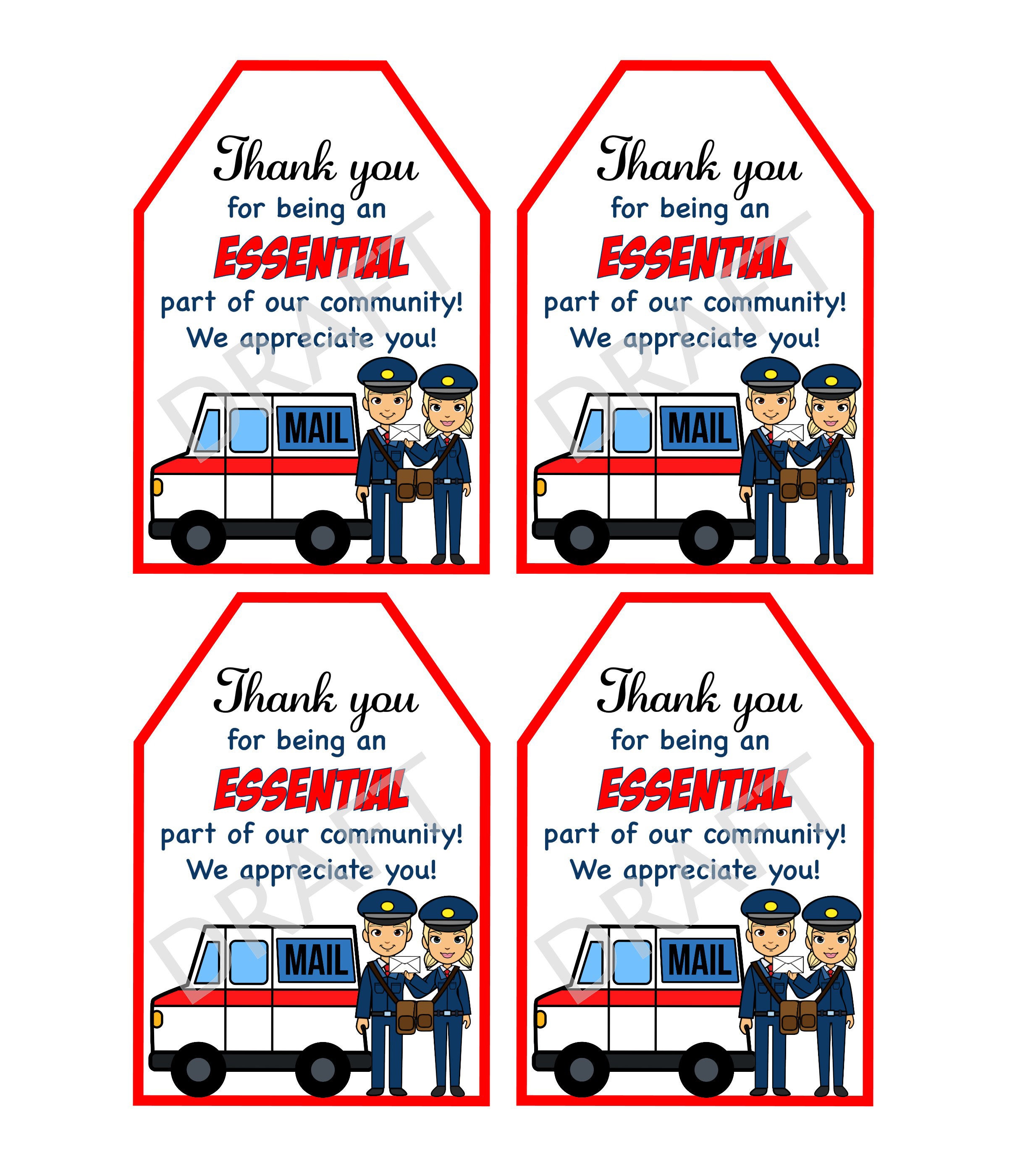 Postman Thank You Tags, Printable Postman Appreciation Tags, Post ...