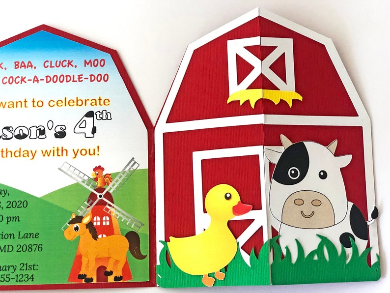 Farm Invitation, Barn Invitation, Barnyard Birthday Party Invite, Farm ...