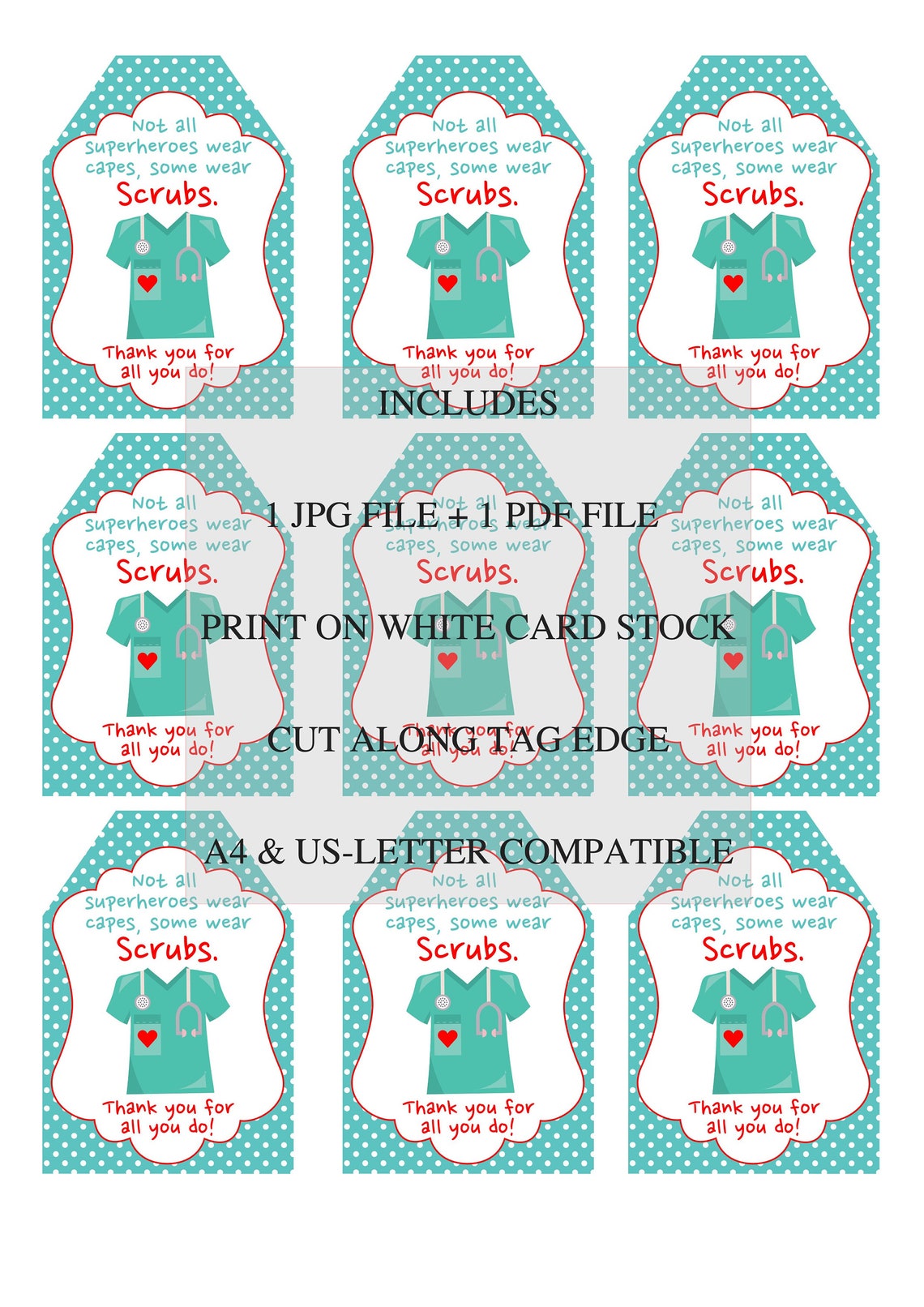 Nurse Thank You Tags Printable Doctor Appreciation Favor - Etsy