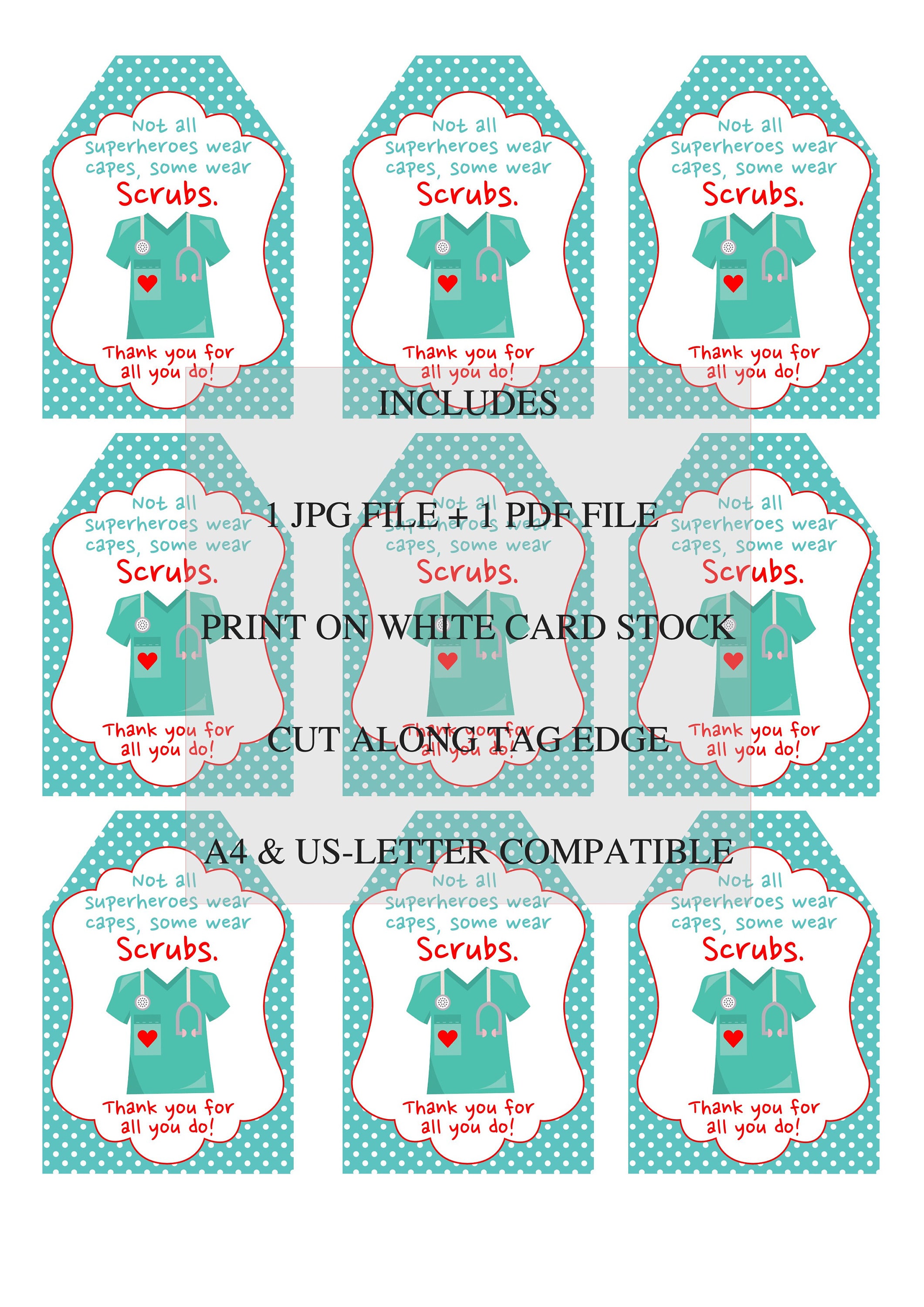 Nurse Thank You Tags, Printable Doctor Appreciation Favor Tags, Medical ...