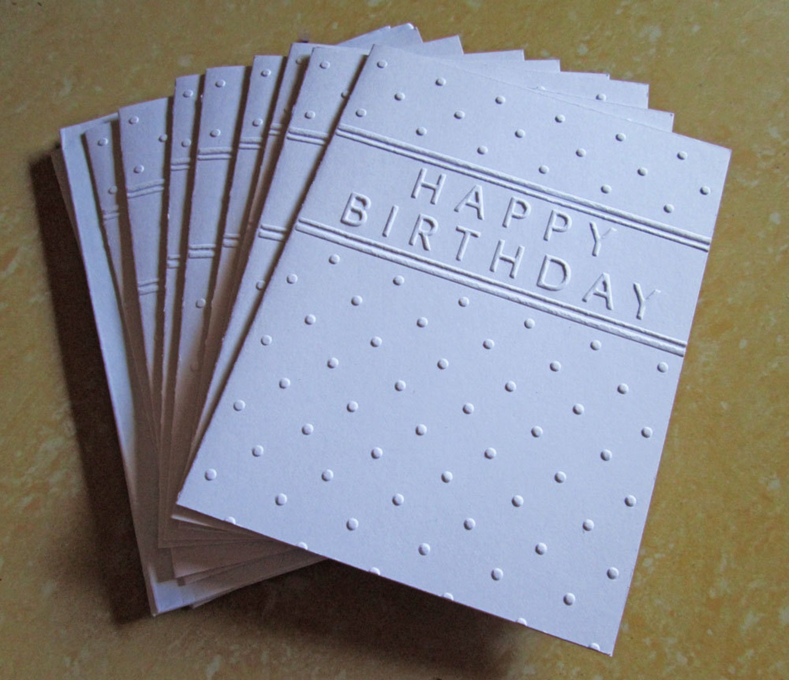 Happy Birthday Cards Set, White Embossed Cards, Happy Birthday Card Set ...