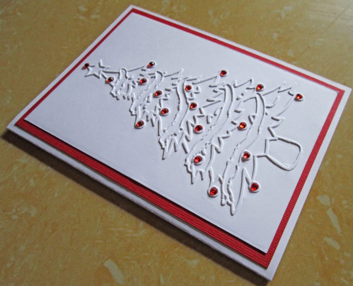 Tree Christmas Cards Embossed Christmas Card Set Holiday - Etsy