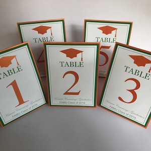 Graduation Table Numbers, Graduation Table Cards, High School, College ...
