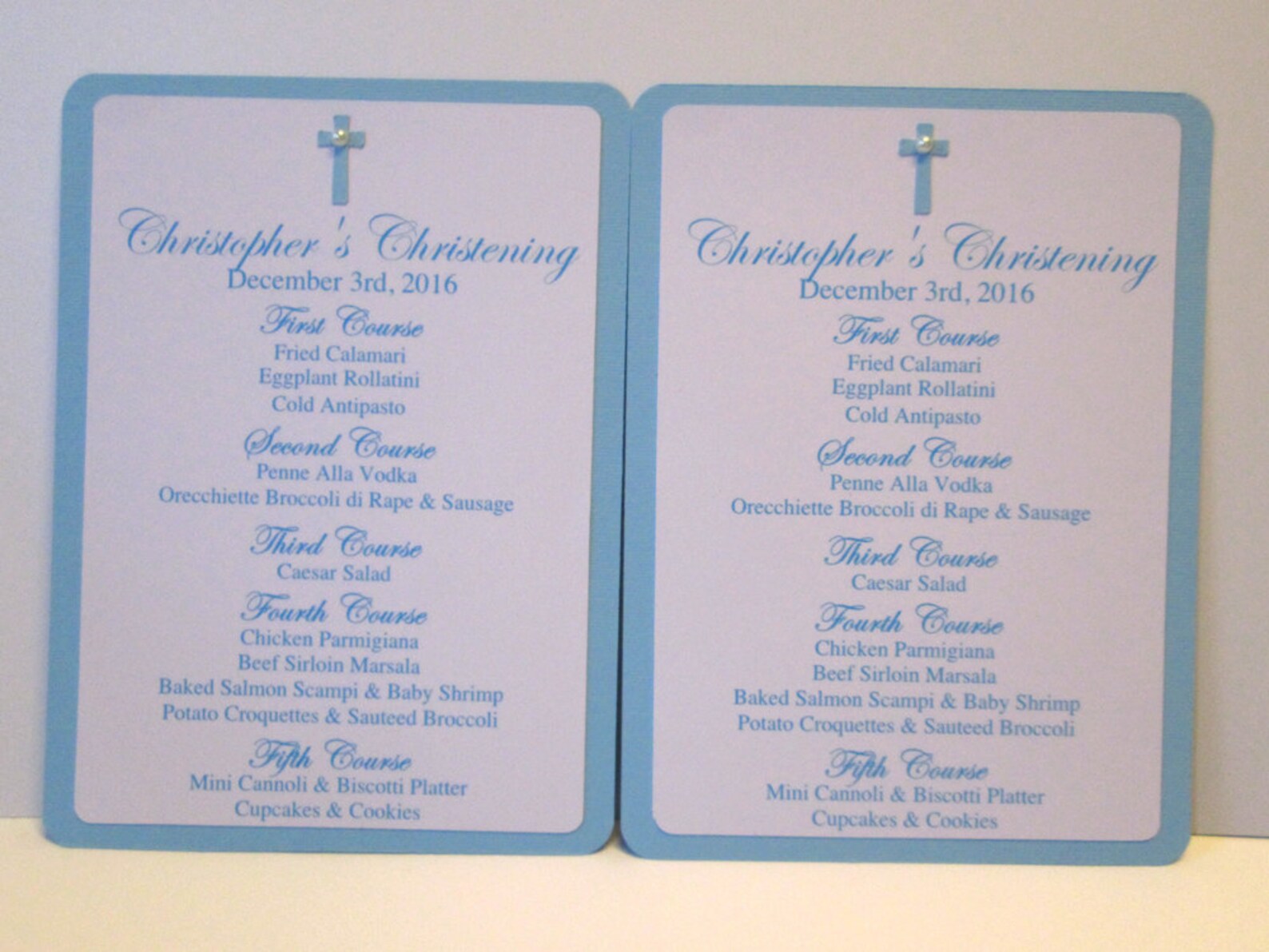 4 Baptism Menu Cards Personalized Christening Menu Cards | Etsy