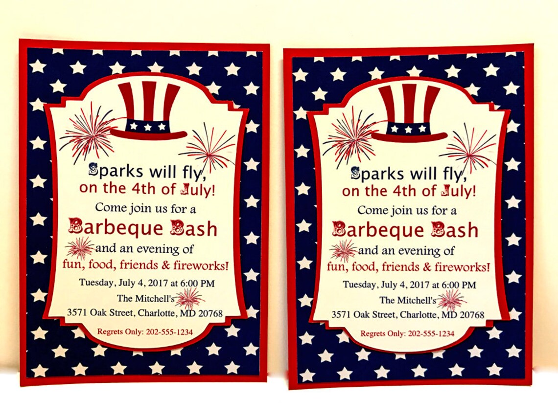 4th of July Invitation Fourth of July Invite Independence | Etsy