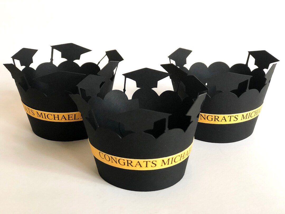 Graduation Cupcake Wrappers, Personalized Cupcake Liners, High School ...