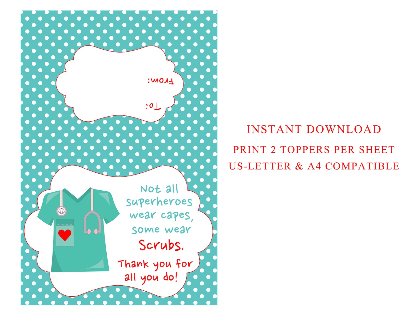 Nurse Treat Bag Toppers Thank You Favor Bags Printable | Etsy