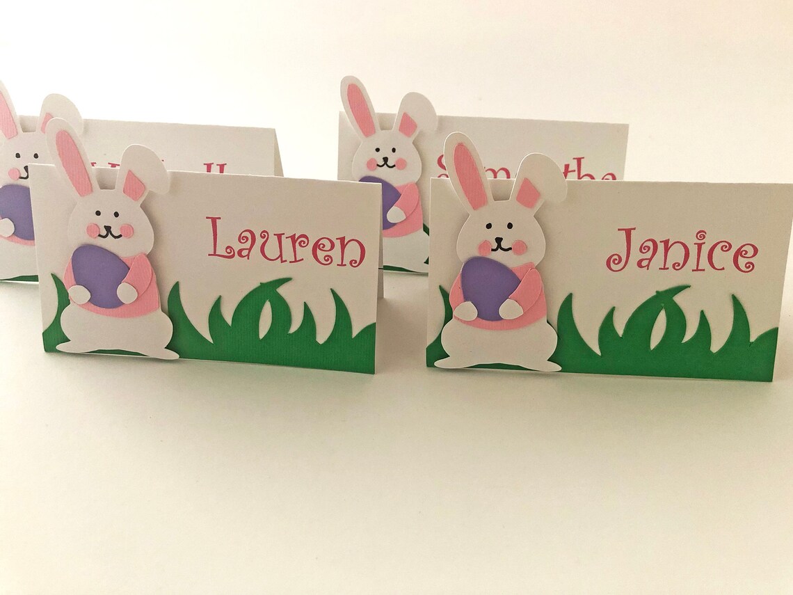 Easter Place Cards Easter Decorations Bunny Food Labels - Etsy